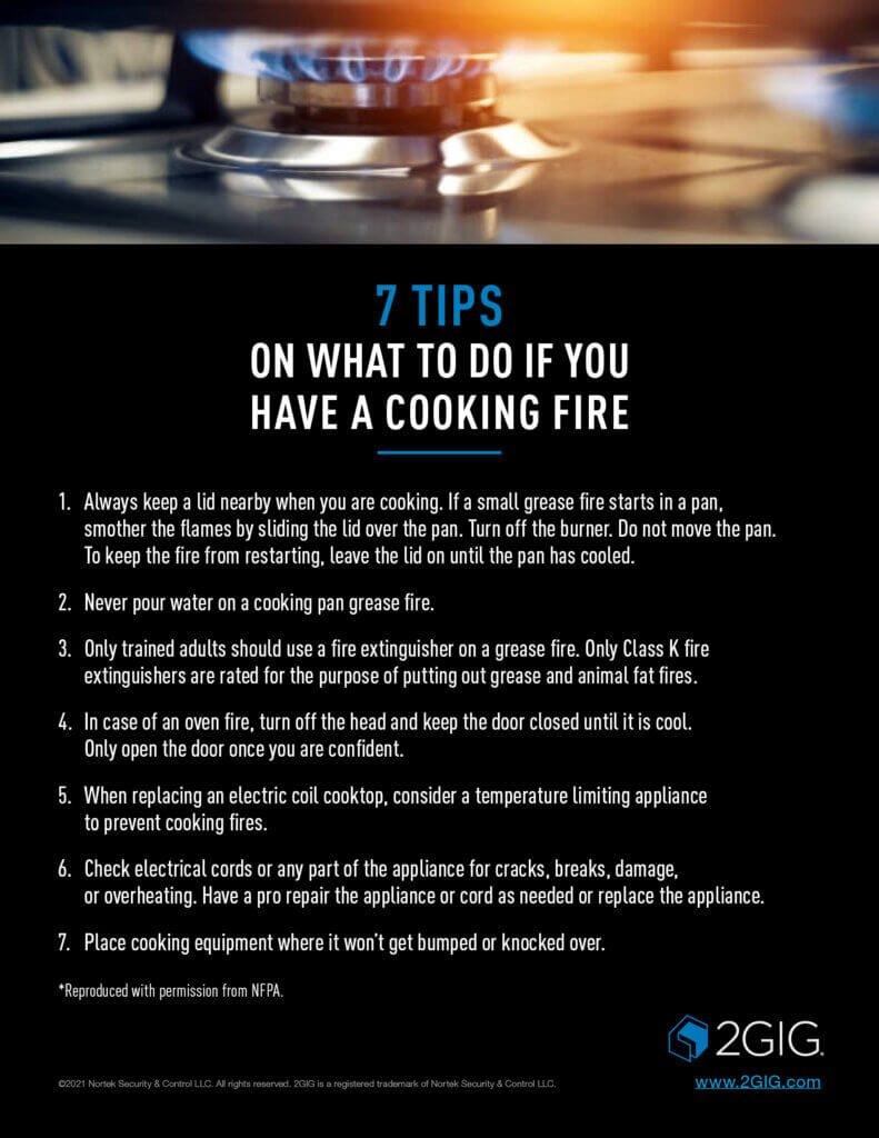 Infographic: 7 Tips on What to Do If You Have a Cooking Fire | 2GIG